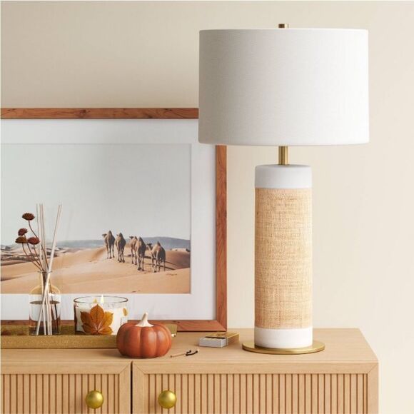 Threshold | Accents | Ceramic Table Lamp With Natural Wrap White ...